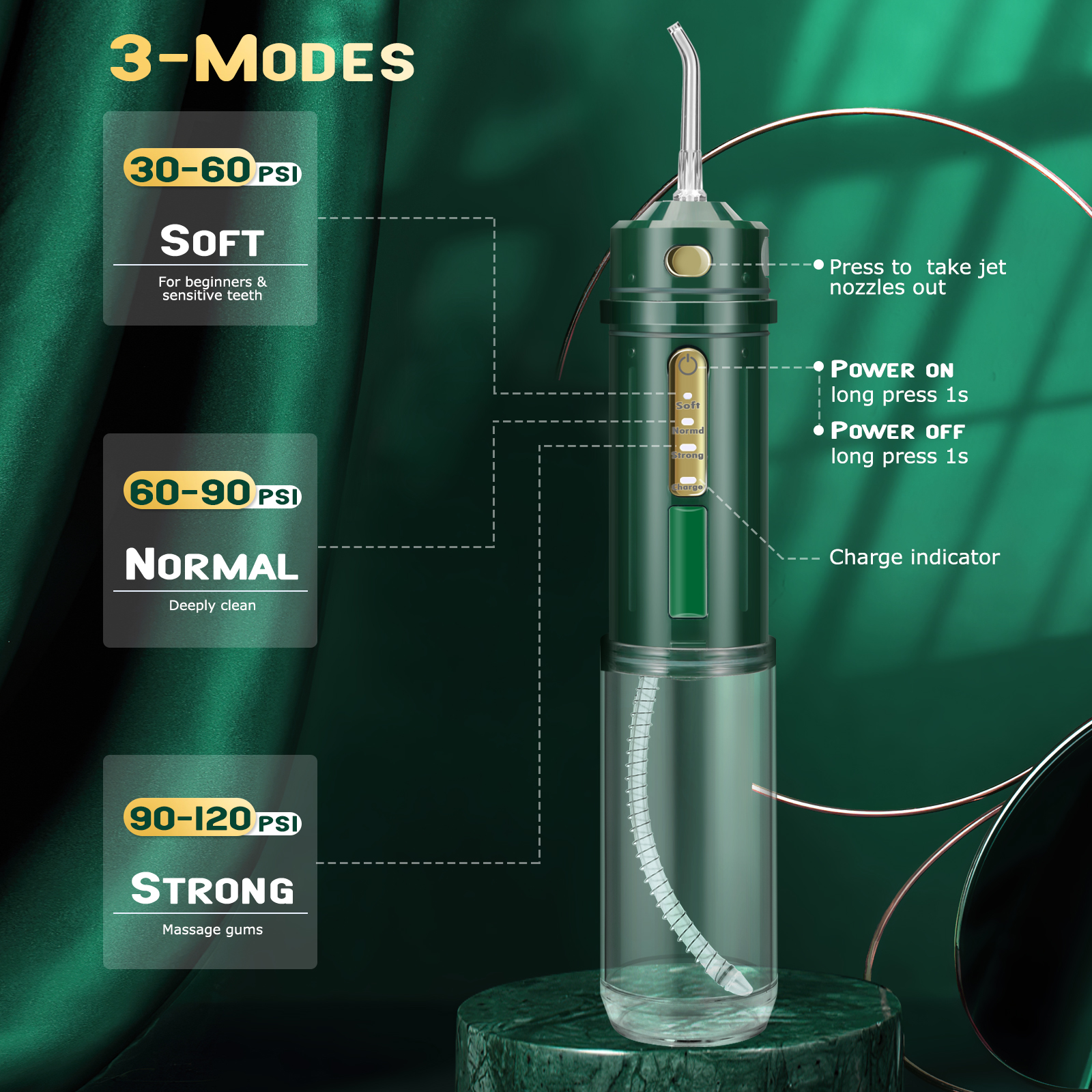 Dental Water Jet Cordless Water Flosser Teeth Cleaner Water Dental Oral ...