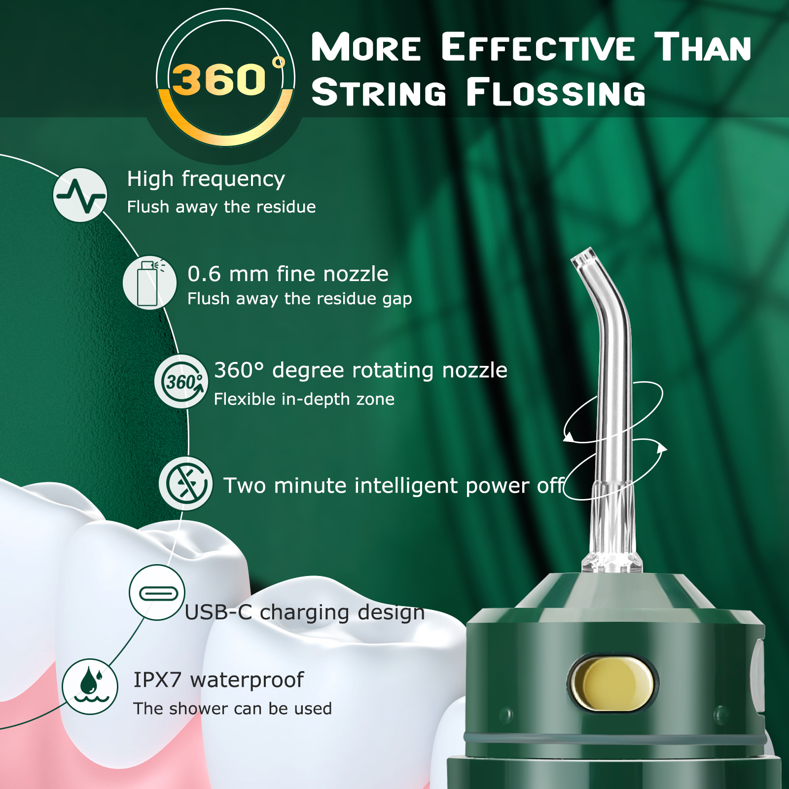 Dental Water Jet Cordless Water Flosser Teeth Cleaner Water Dental Oral ...