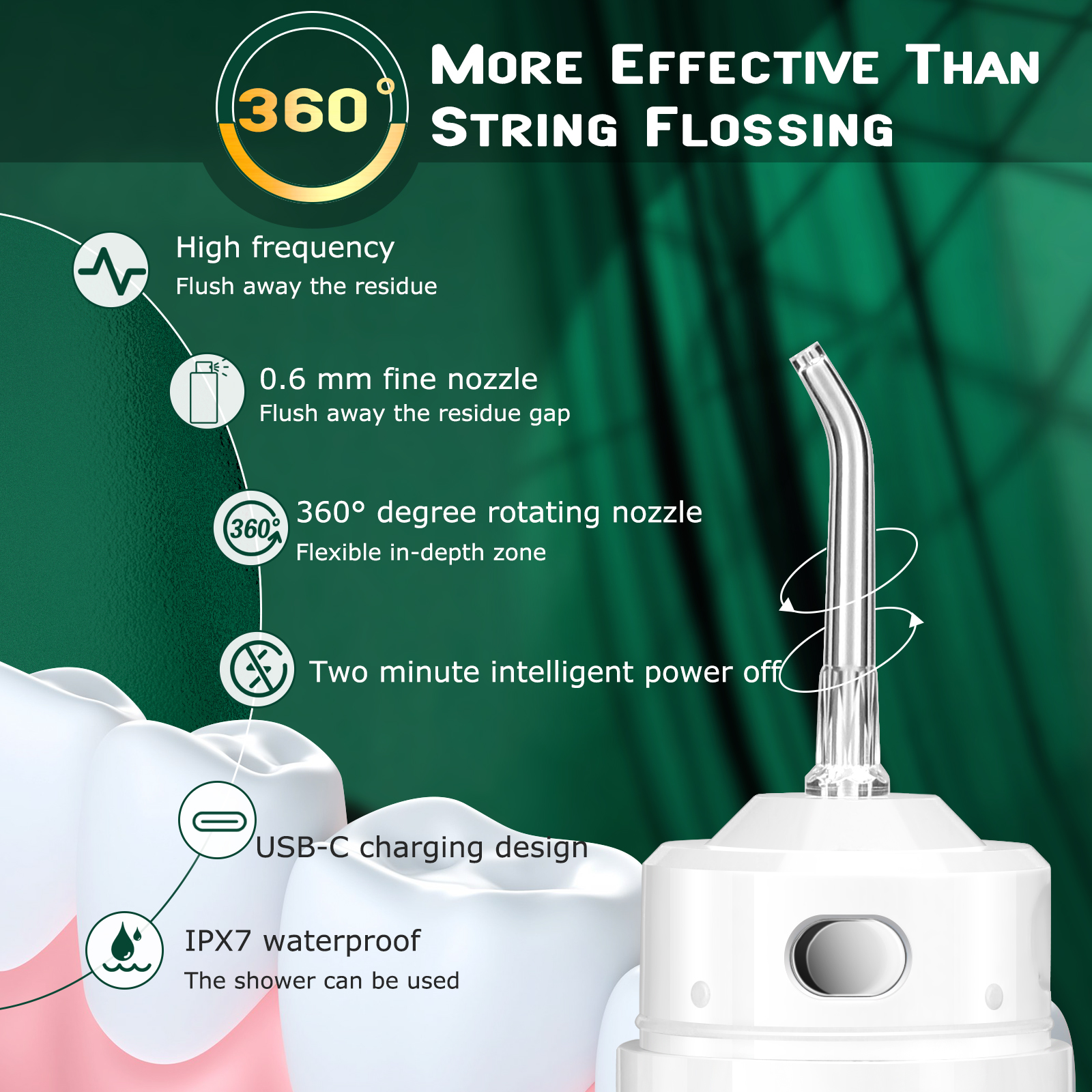 Dental Water Jet Cordless Water Flosser Teeth Cleaner Water Dental Oral ...